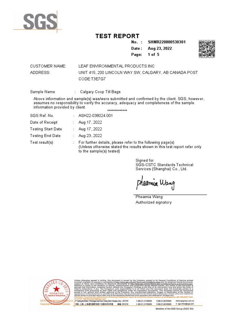SGS FTIR Testing Report Calgary Coop Bags | PDF | Science ...