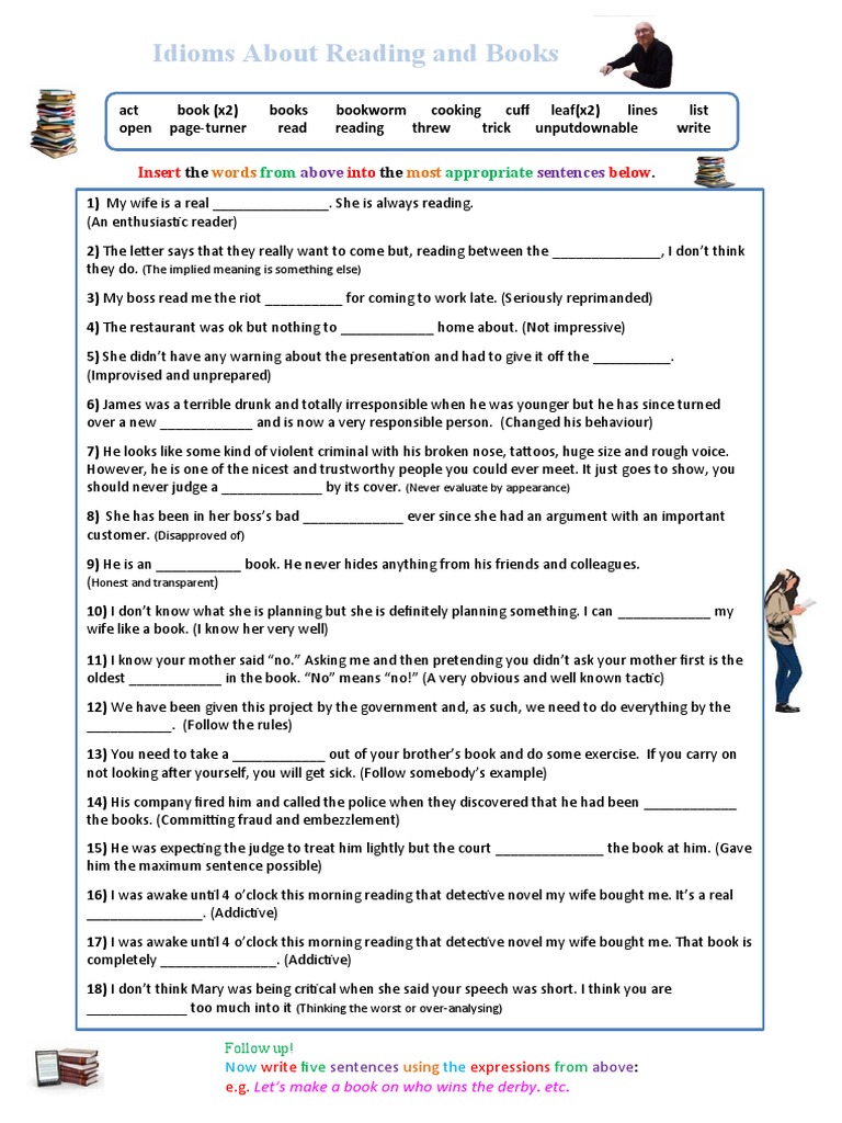 Idioms About Reading and Books CLT Communicative Language Teaching ...