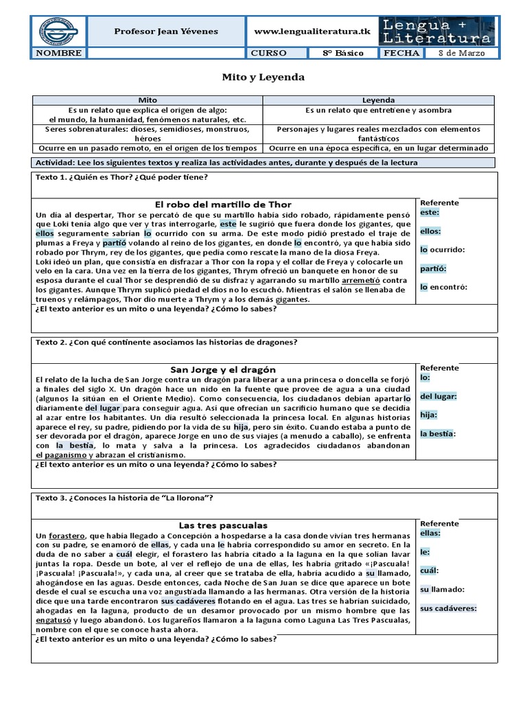 8B 102 Mitos y Leyendas (1p) | Descargar gratis PDF | Continuar