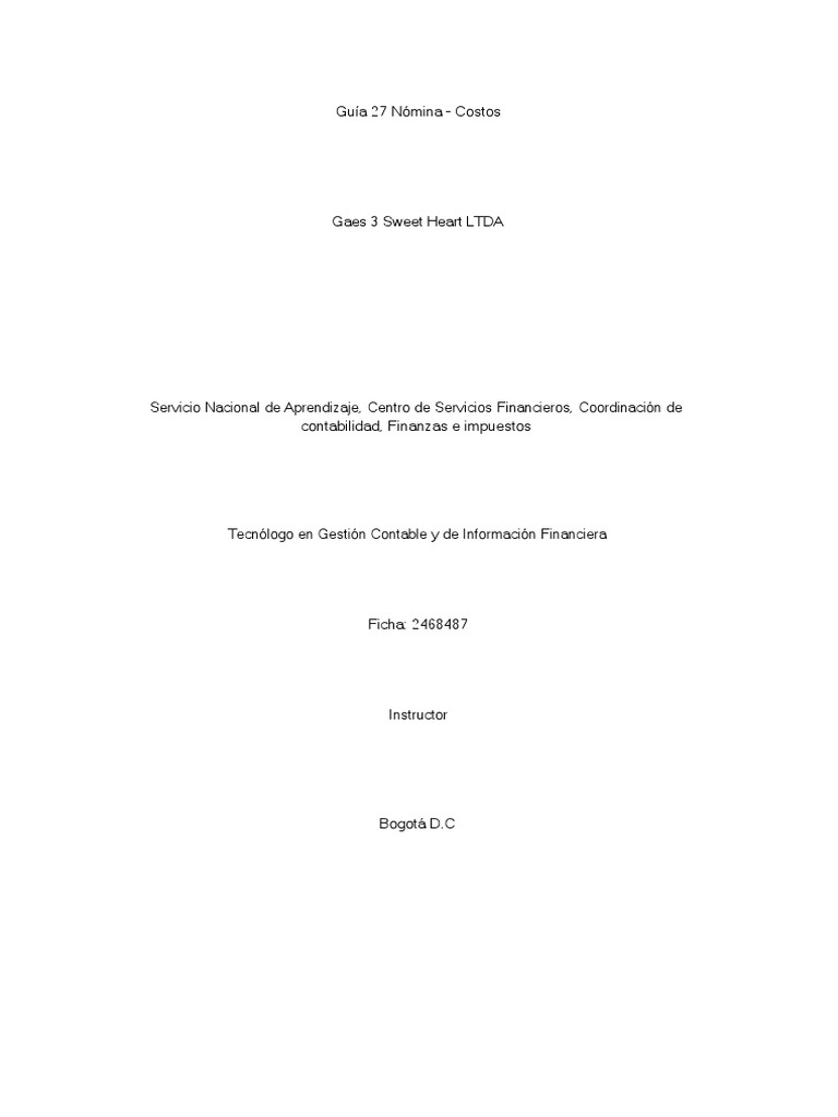 Guia 27 Nomina Costos - Compress | PDF | Salario | Costo