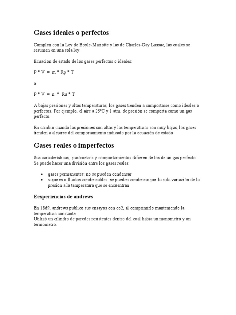 Gases Ideales o Perfectos | PDF | Gases | Fases de la materia