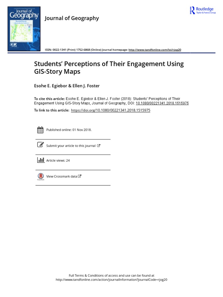 Students Perceptions of Their Engagement Using GIS Story Maps | PDF ...