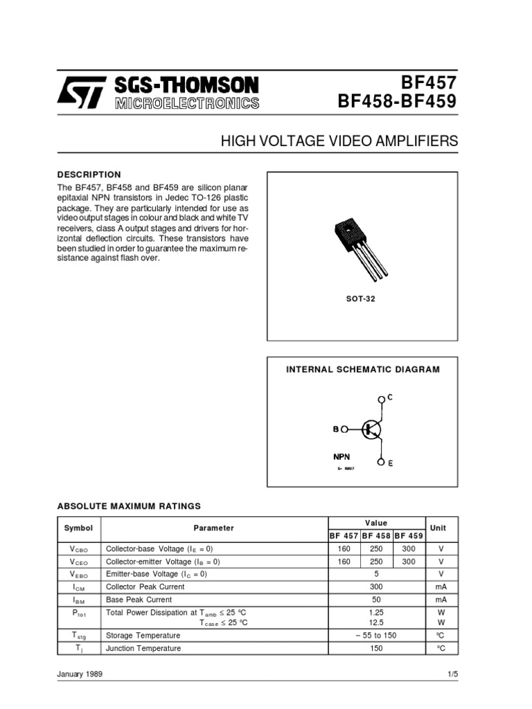 BF457 8 9 | PDF | Amplifier | Transistor