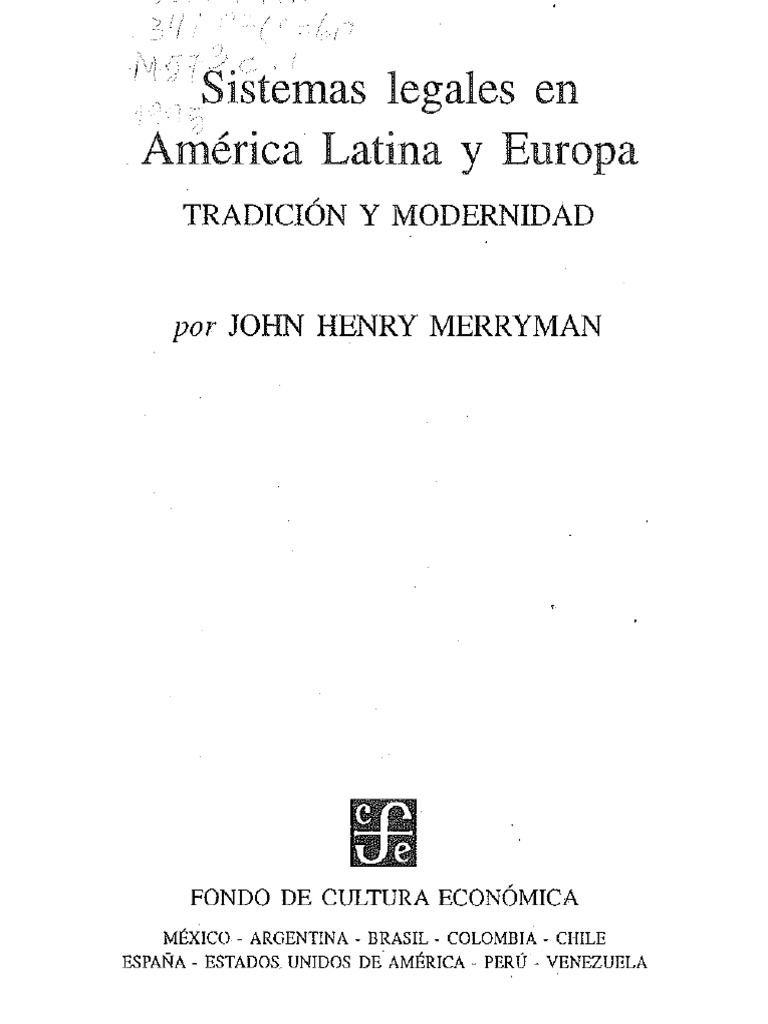 Merryman John Henry Sistemas Legales en America Latina y Europa | PDF ...