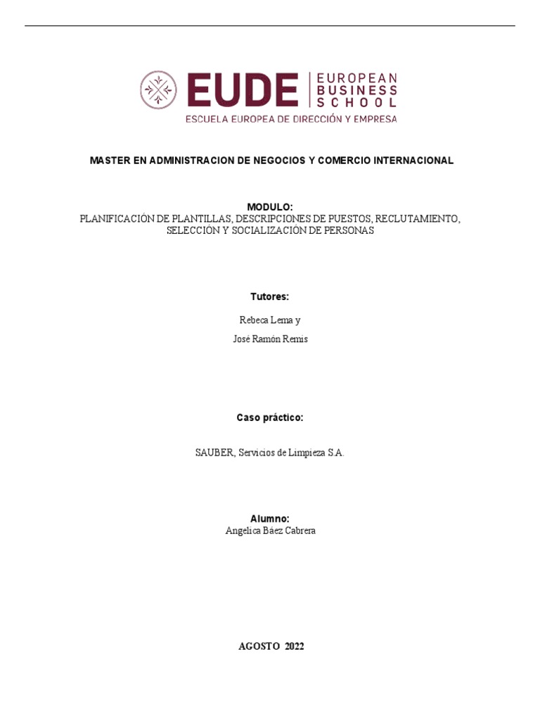 Entrega Caso PR Ctico SAUBER SA 1 PDF | PDF | Reclutamiento | Gestión de recursos humanos