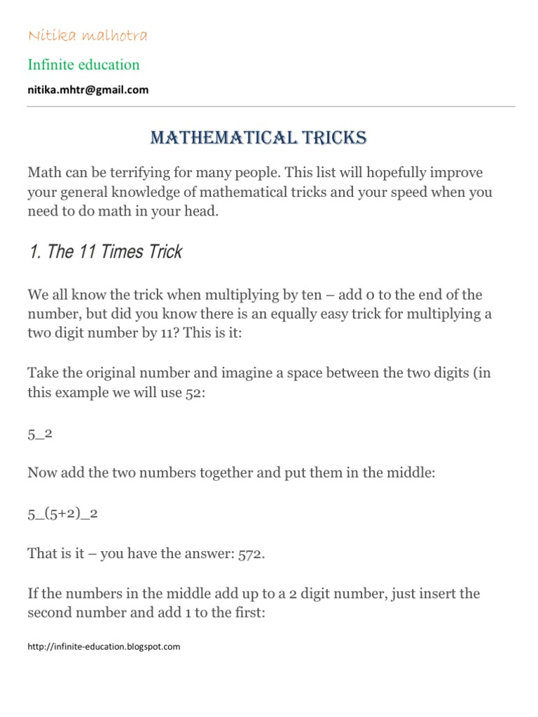 Mathematical Tricks | PDF