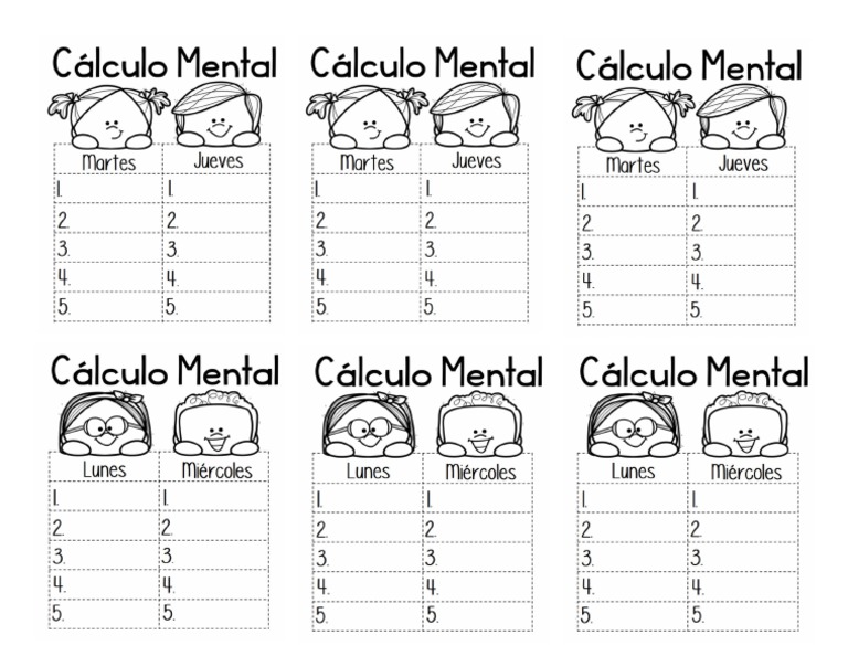 Hoja de Cálculo Mental | PDF