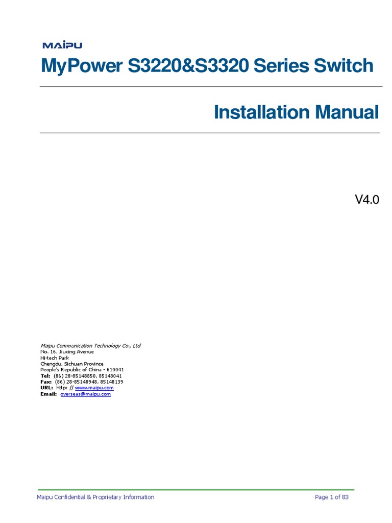 MyPower S3220&S3320-INSTALLATION | PDF | Network Switch | Usb