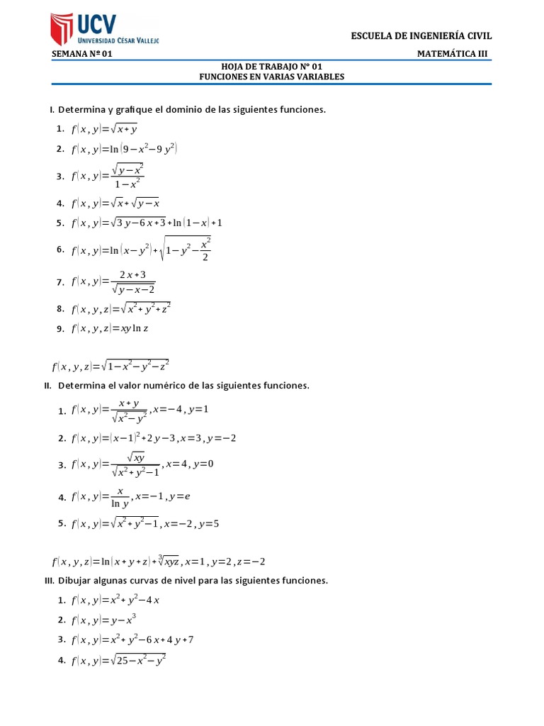 Ht-01-Funciones en Varias Variables | PDF