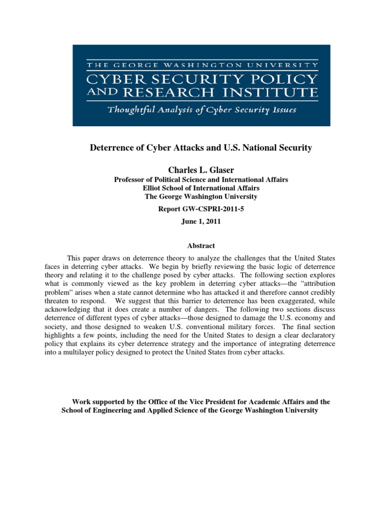 Cyber Attack Deterrence and U.S. Security | PDF | Deterrence Theory ...