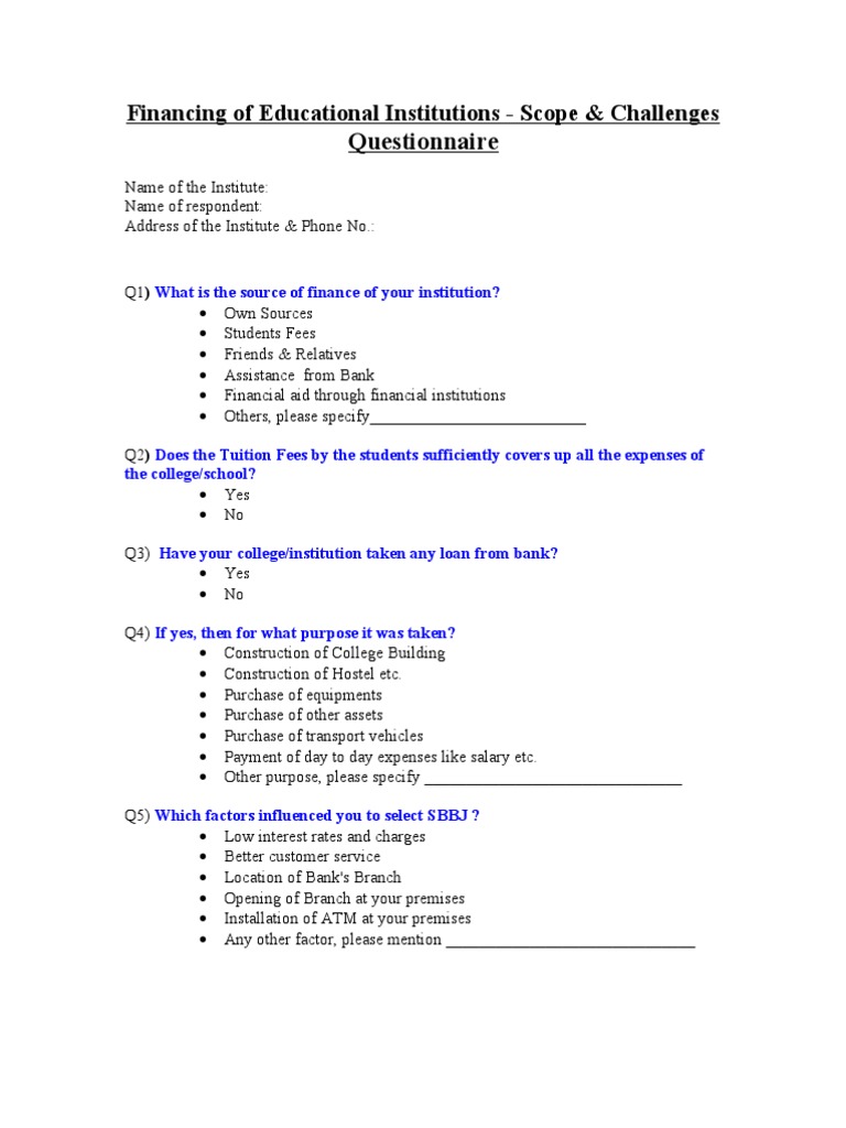 SBBJ Questionnaire | PDF