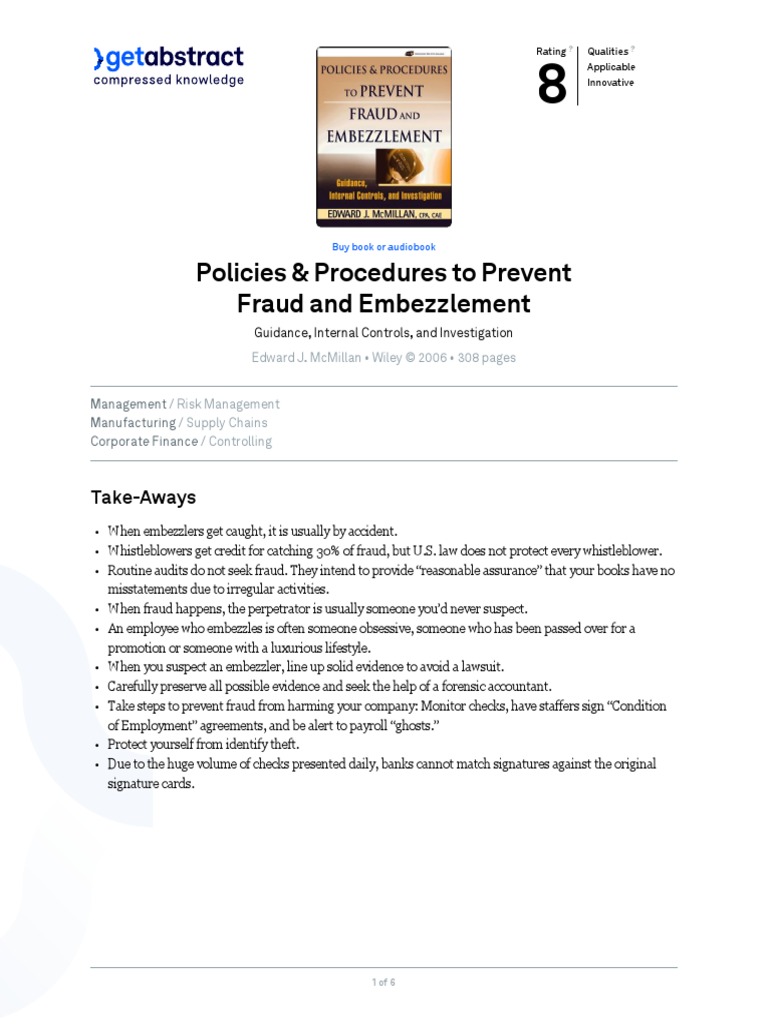 Policies and Procedures To Prevent Fraud and Embezzlement Mcmillan en ...