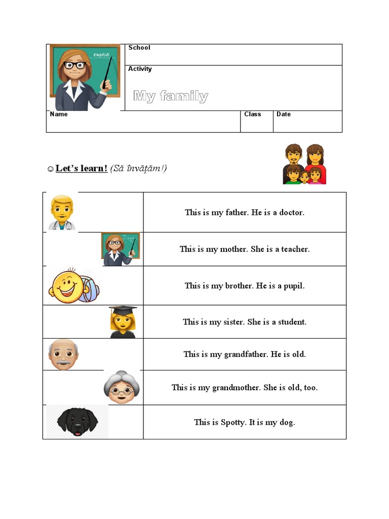 Family Vocabulary for Kids | PDF