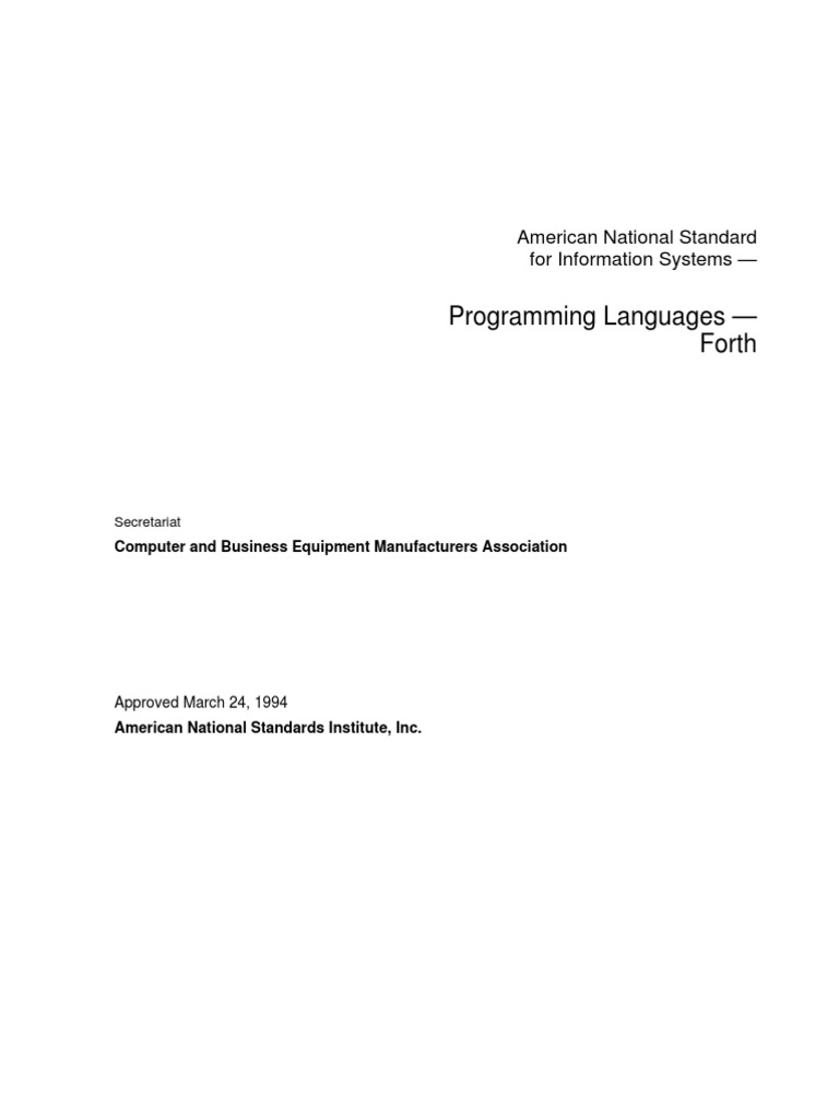 Programming Languages - Forth: American National Standard For ...