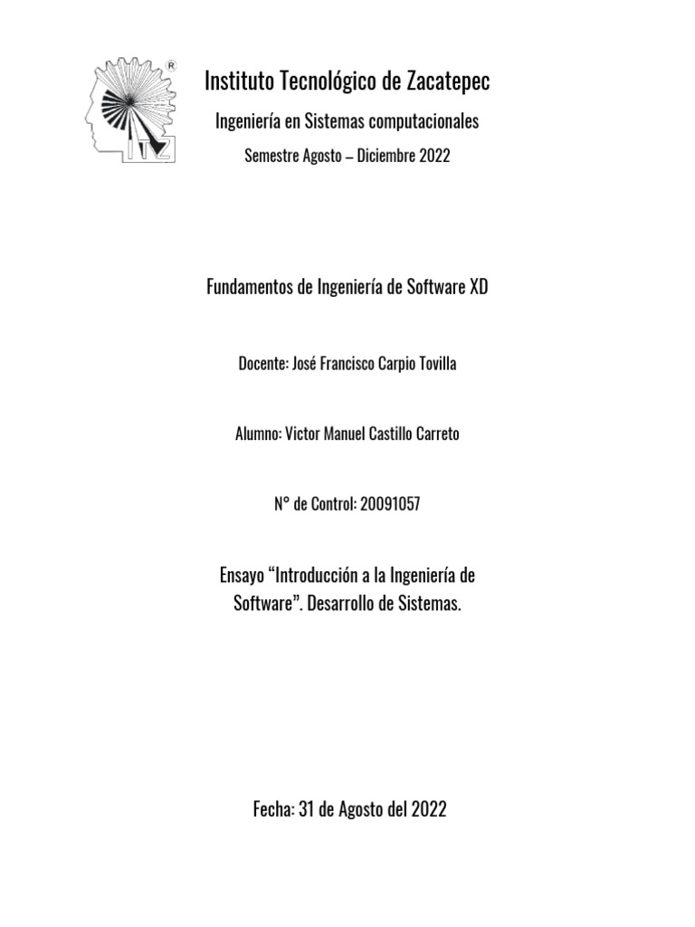 Ensayo Introduccion A La Ingenieria de Software - Victor Castillo | Descargar gratis PDF ...