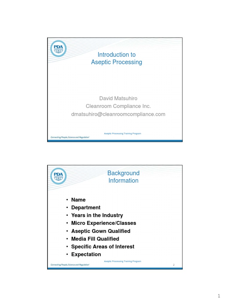 Day 1 - Introduction To Aseptic Processing | PDF | Sterilization ... Day 1 - Introduction To Aseptic Processing | PDF | Sterilization ...