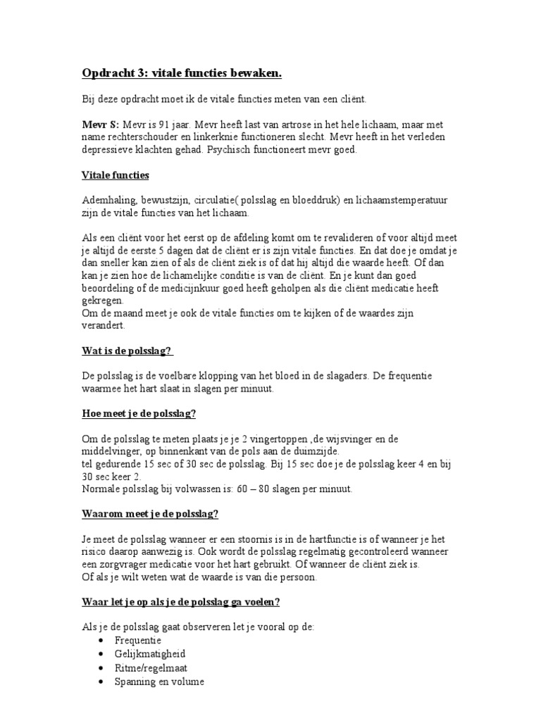 Opdracht 3 Vitale Functies Verbeteren | PDF