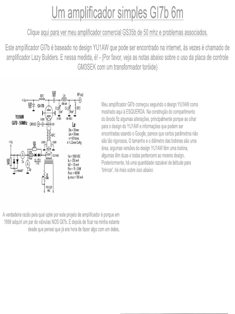 Amplificador YU1AW GI7b 50mhz | PDF