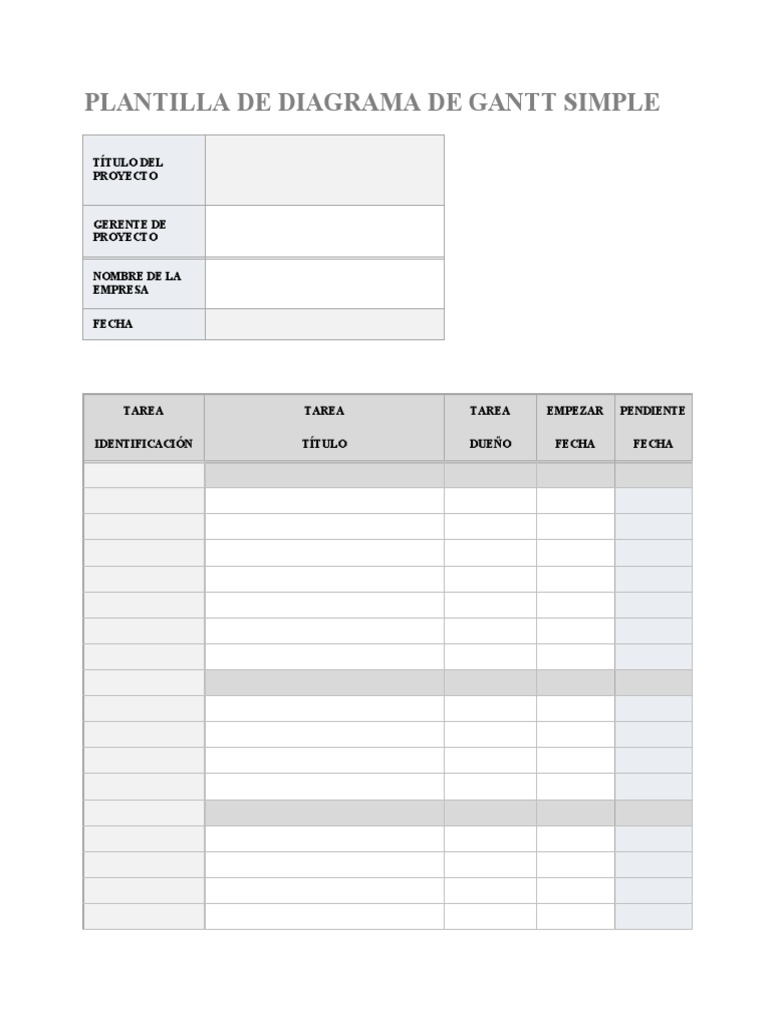 Plantilla de Diagrama de Gantt Simple | PDF | Informática