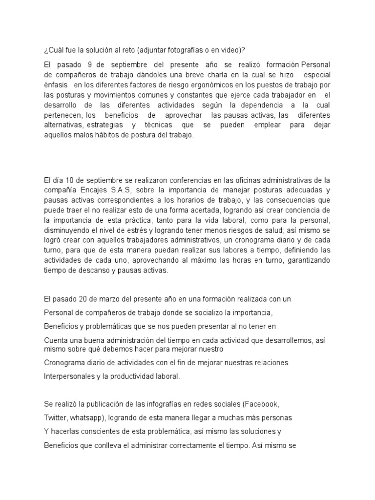 Cuál Fue La Solución Al Reto - Guia | PDF | Factores humanos y ergonomía Cuál Fue La Solución Al Reto - Guia | PDF | Factores humanos y ergonomía