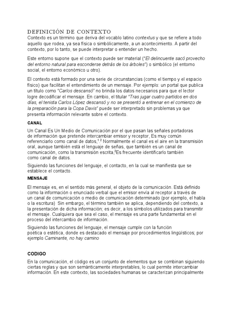 DEFINICIÓN DE Contexto | PDF | Comunicación | Información