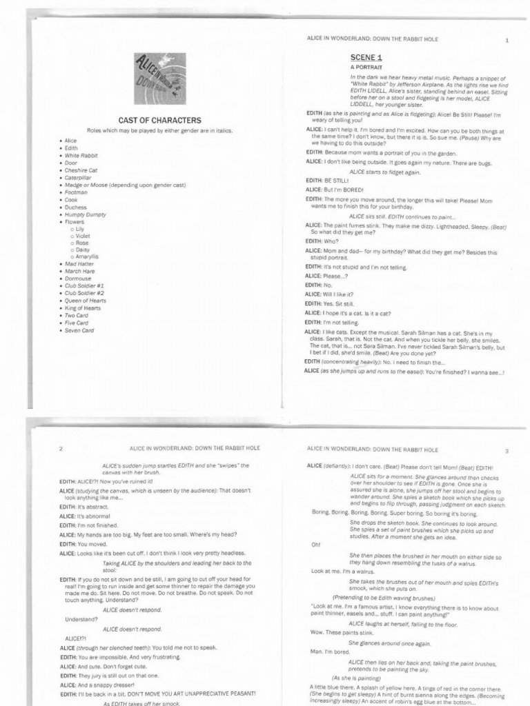 Alice in Wonderland: A Play Script | PDF | Alice's Adventures In ...