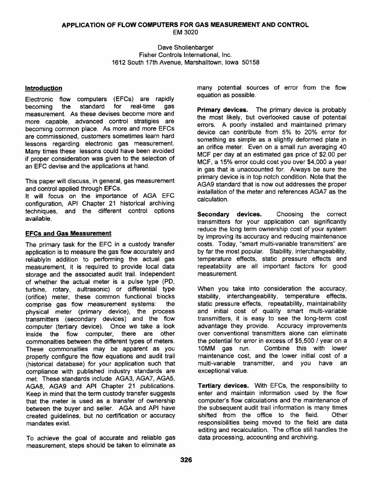 Application of Flow Computers for Advanced Gas Measurement and Control ...