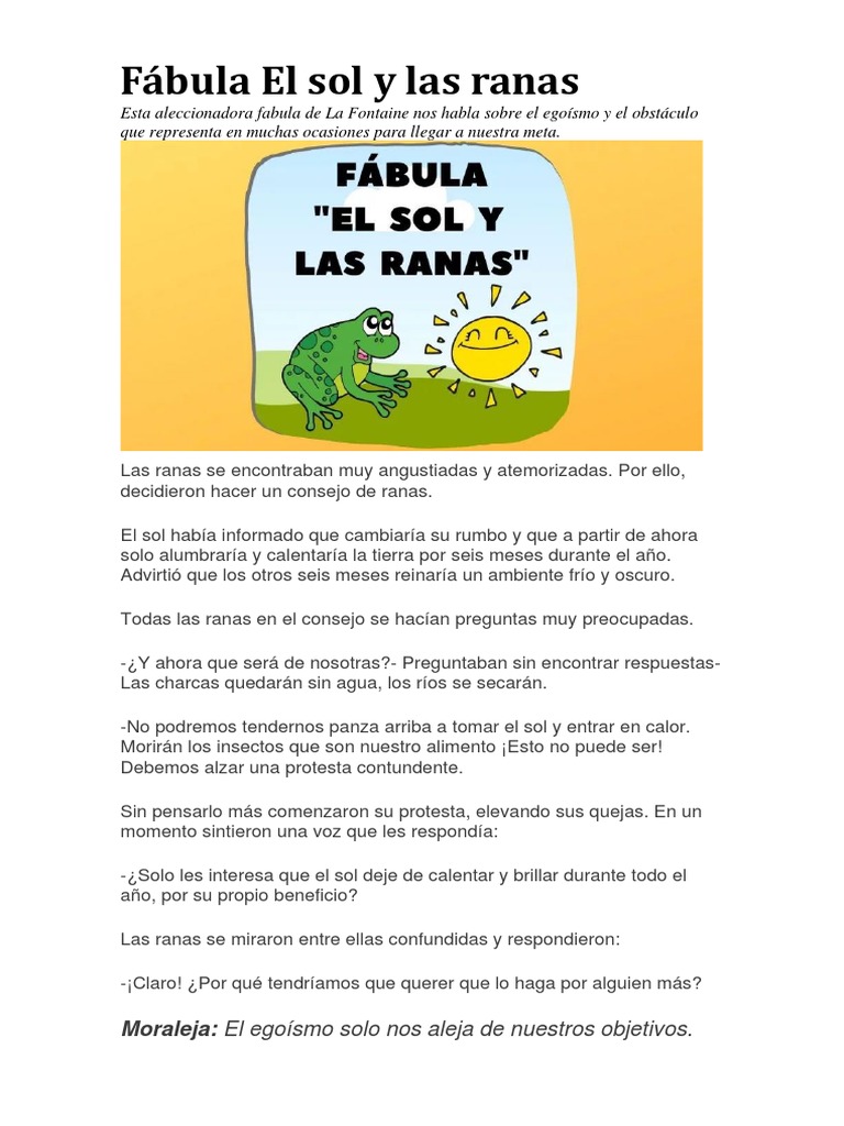 El Sol y Las Ranas Fabula | PDF