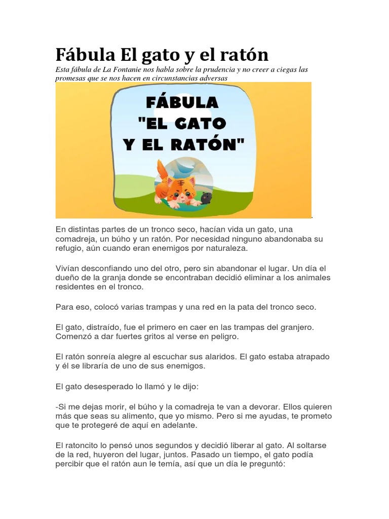 El Gato y El Ratón Fabula | PDF