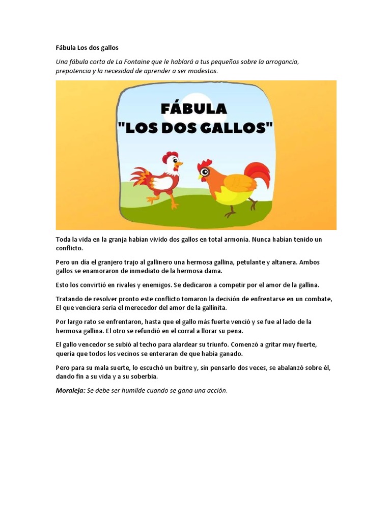 Los Dos Gallos Fabula | PDF