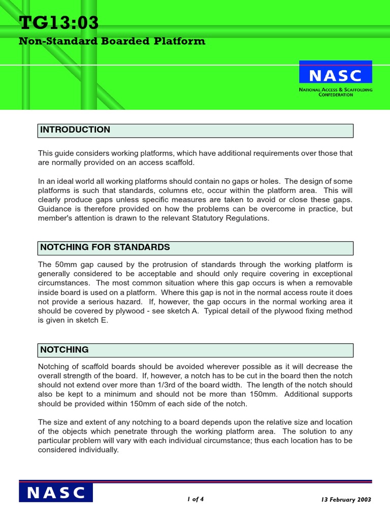 TG13 03 Non-Standard Boarded Platforms | PDF | Lumber | Scaffolding