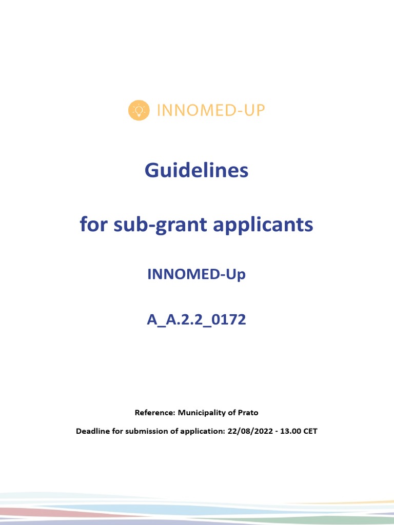 INNOMED-UP Sub-Grant Application Guide | PDF | Innovation | Conflict Of Interest