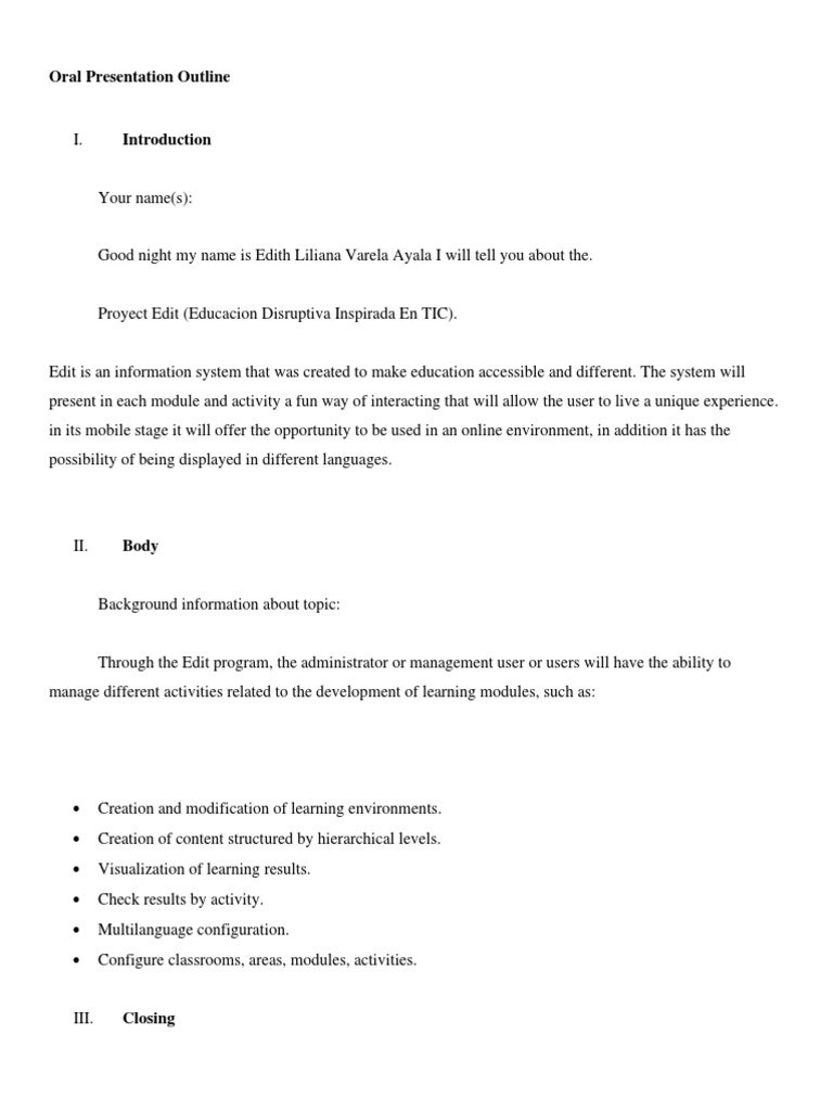 AP08 AA9 EV06 FORMATO OralPresentationOutline | PDF