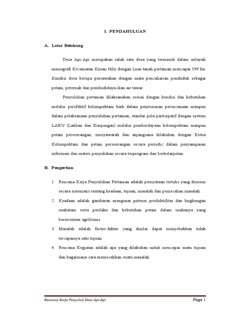 Rencana Kerja Penyuluhan Ds. API-API | PDF