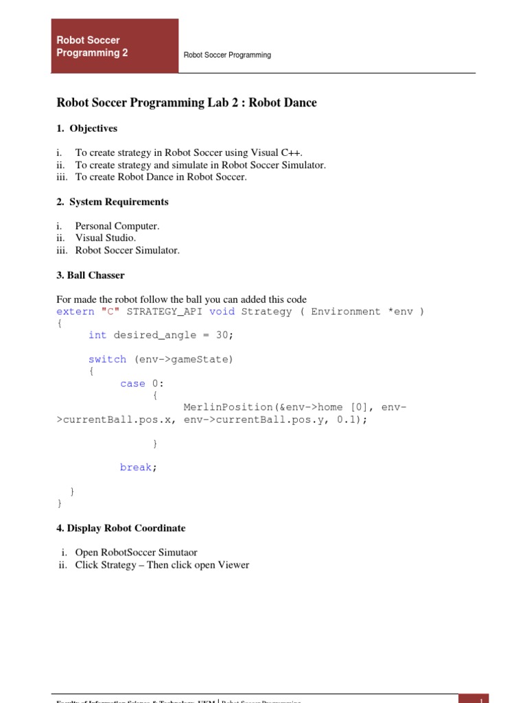 Robot Soccer Programming Guide | PDF | Software | Areas Of Computer Science