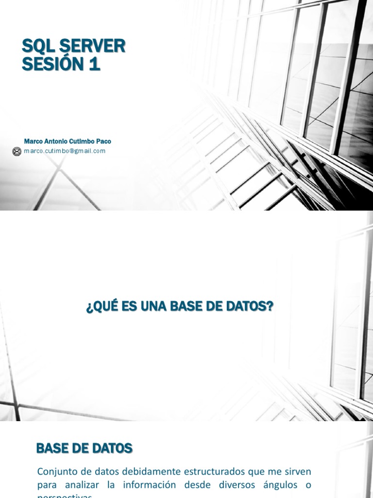 SQL Server - Sesion 1 | PDF | SQL | Servidor SQL de Microsoft