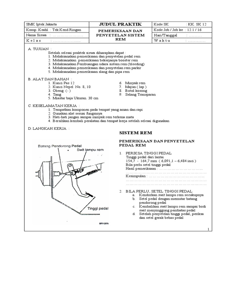 12.1 Pemeriksaan Dan Penyetelan Sistem Rem | PDF