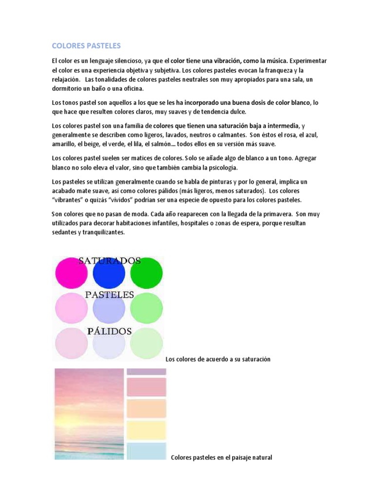 Colores Pasteles | PDF | Color | Tecnicas artisticas