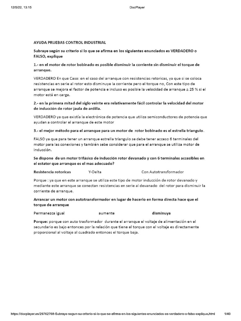 Preguntas Control Industrial | PDF