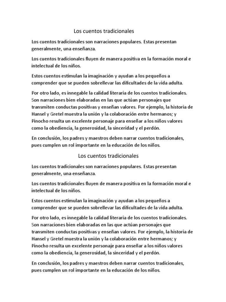 Los Cuentos Tradicionales | PDF