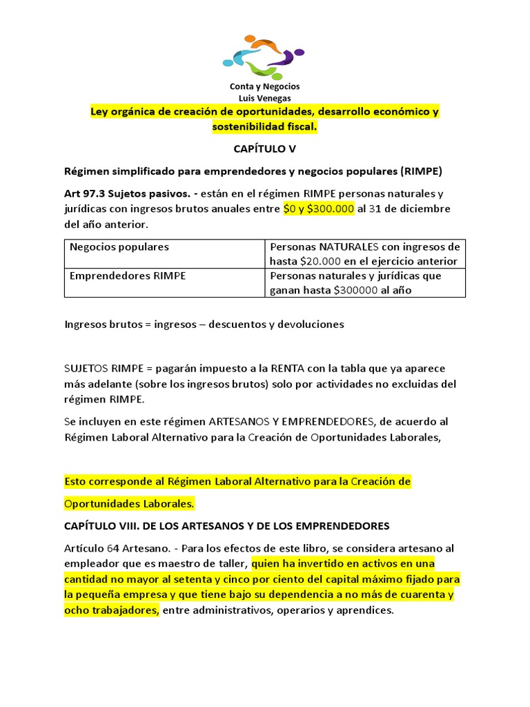 Régimen RIMPE: Guía para Emprendedores | PDF | Impuesto al valor ...