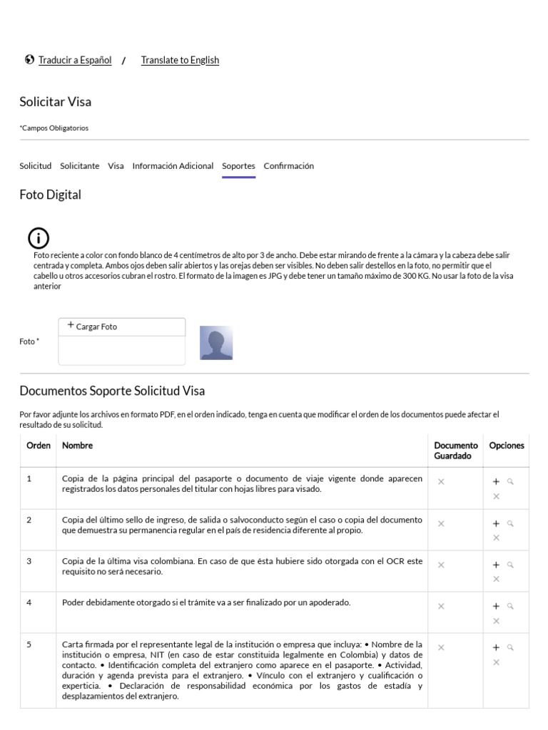 Formulario de Solicitud de Visas Cancillería de Colombia | PDF | Visa ...