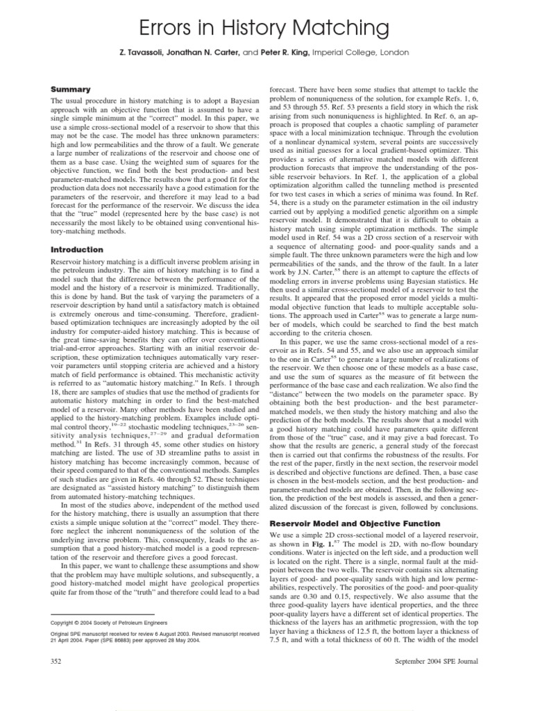 Errors in History Matching | PDF | Forecasting | Mathematical Optimization