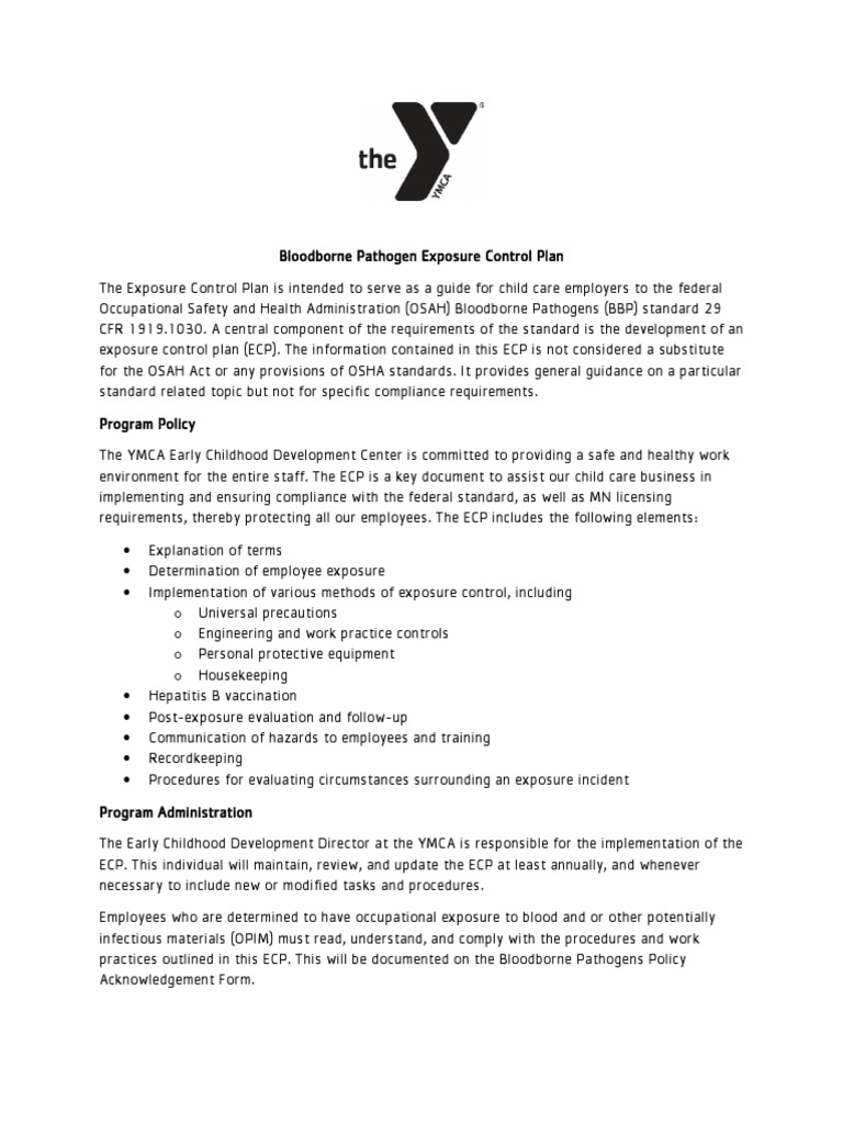 Bloodborne Pathogens Safety Plan Template