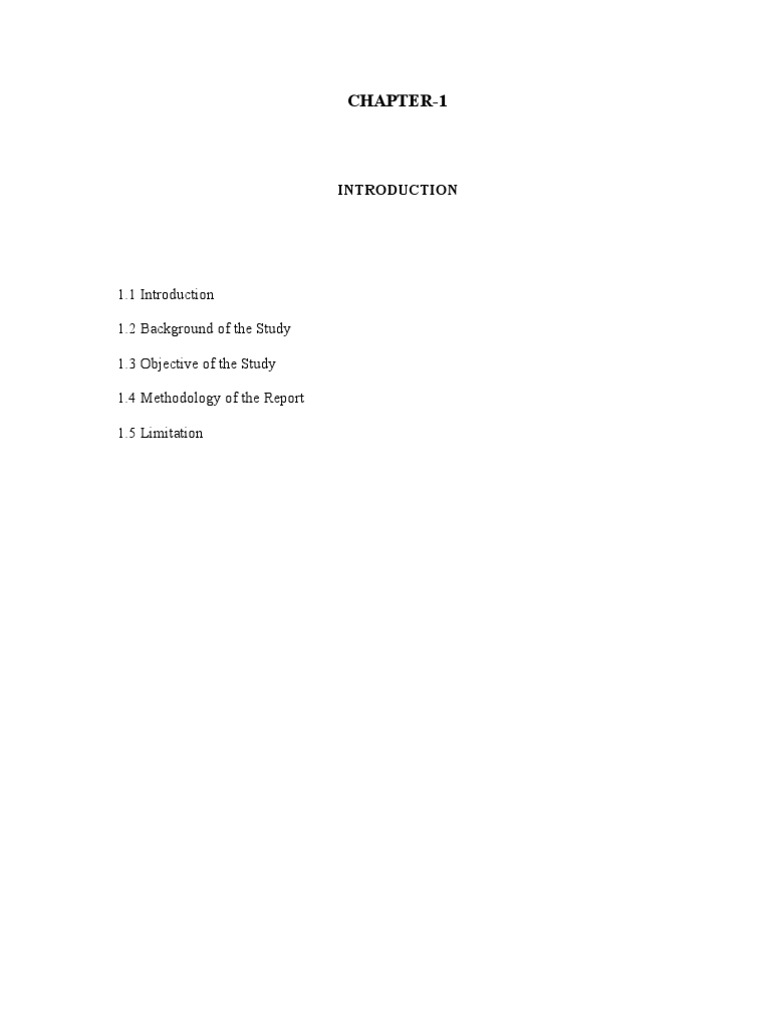Chapter-1: 1.2 Background of The Study 1.3 Objective of The Study 1.4 ...