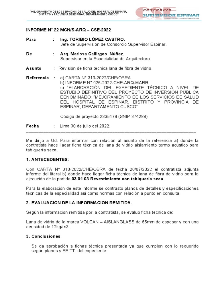 Informe N°22 - Carta #310-2021chero Amcv | PDF | Lentes