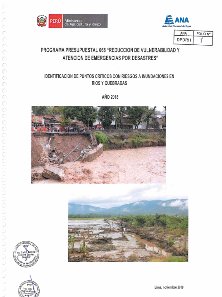 Identificación de Puntos Críticos Con Riesgo A Inundaciones en Ríos y Quebradas Del Año 2018 | PDF