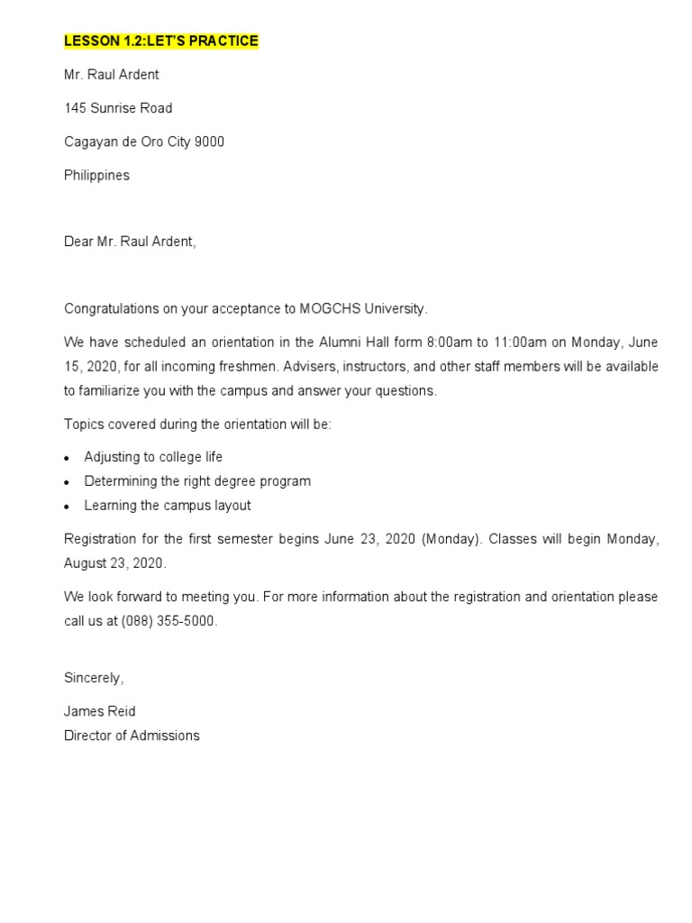 Mogchs University Letter | PDF