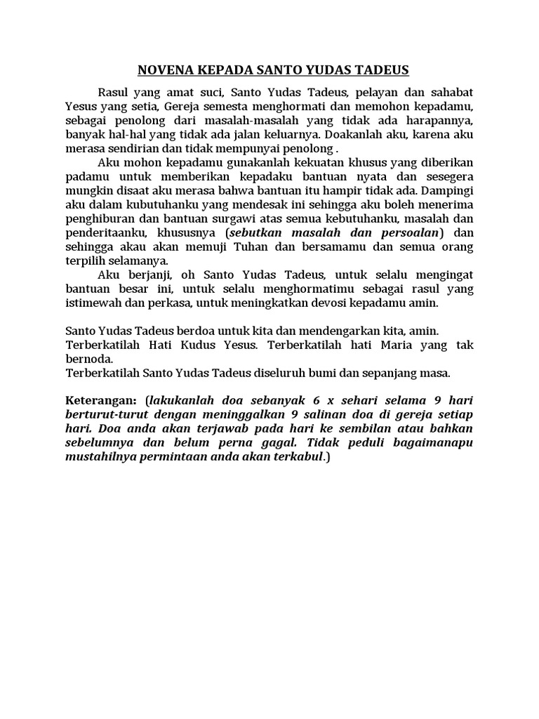 Doa Novena untuk Bantuan Ilahi | PDF