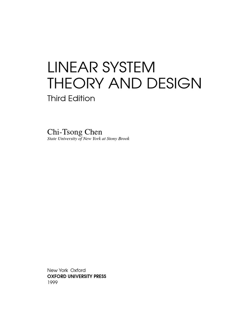 Linear System Theory and Design | PDF | Matrix (Mathematics) | Equations